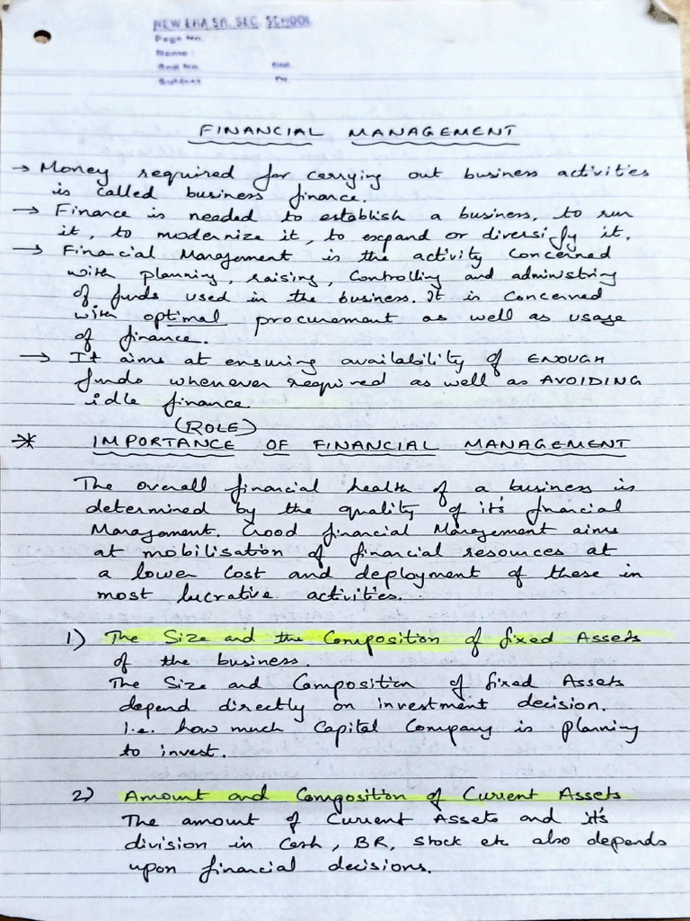 Financial Management Handwritten Notes | PDF