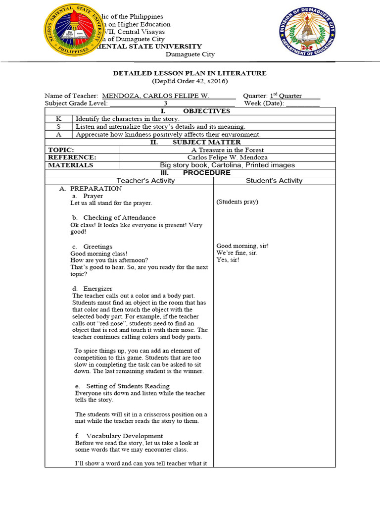 Weekly Lesson Plan Pdf