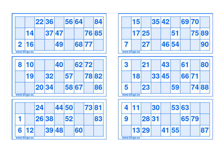 Cartones Bingo 90 Bolas | PDF