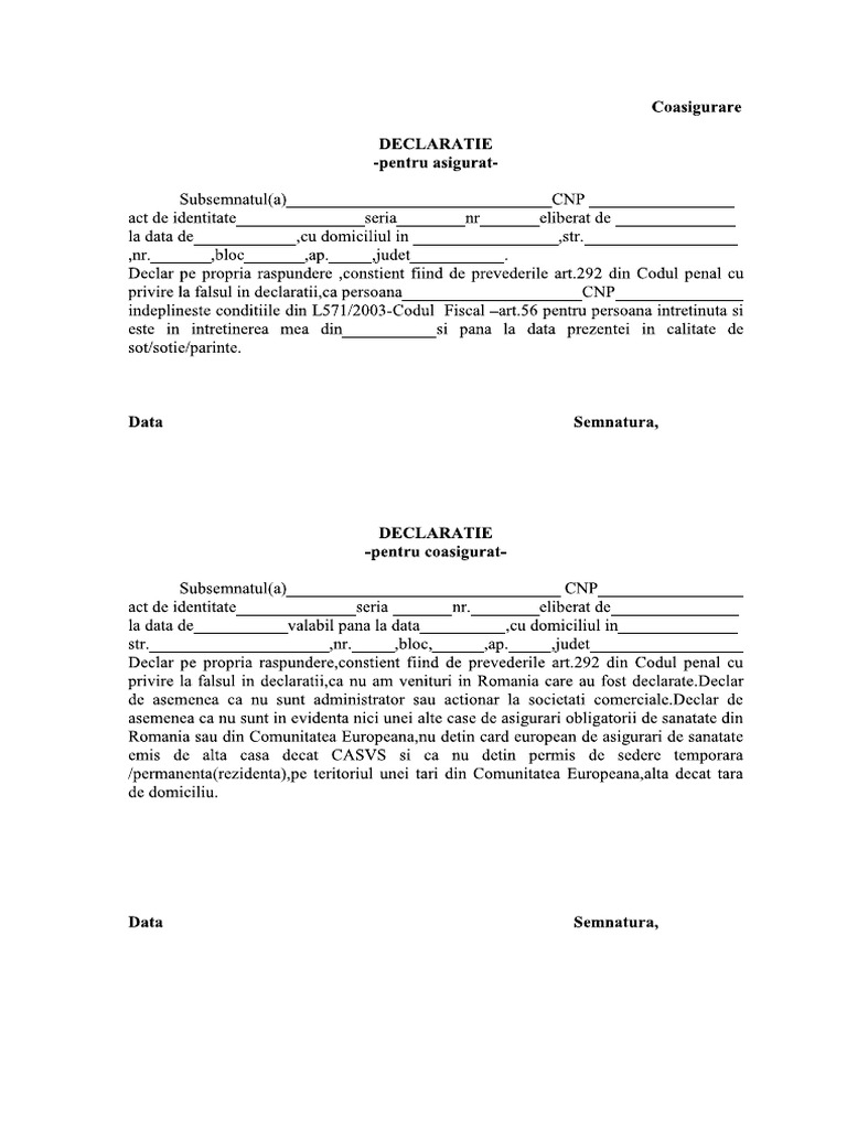 Cerere Coasigurat | PDF