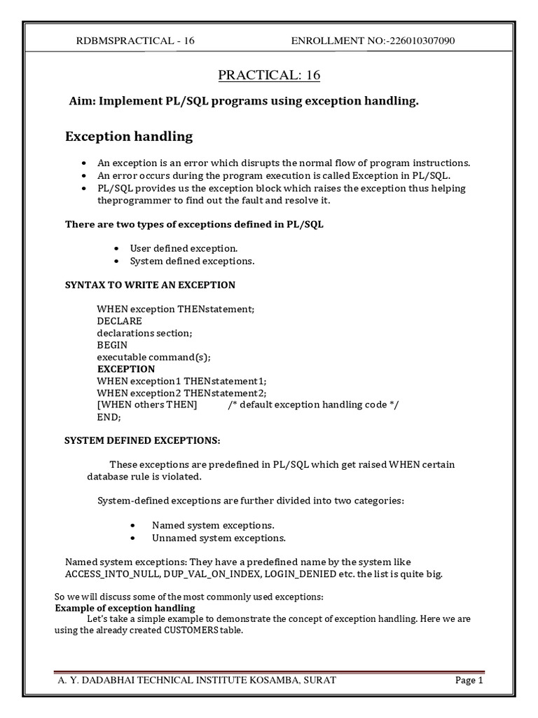 RDBMS PR 16 | PDF | Pl/Sql | Sql
