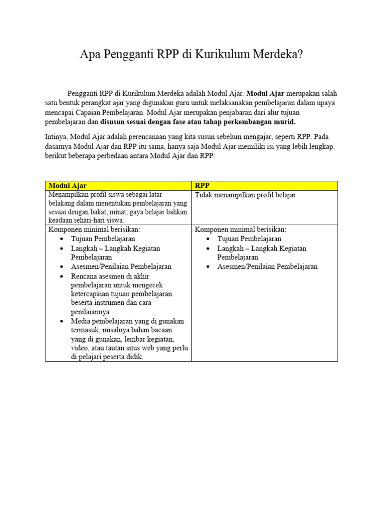 Perbandingan RPP Dan Modul Ajar | PDF
