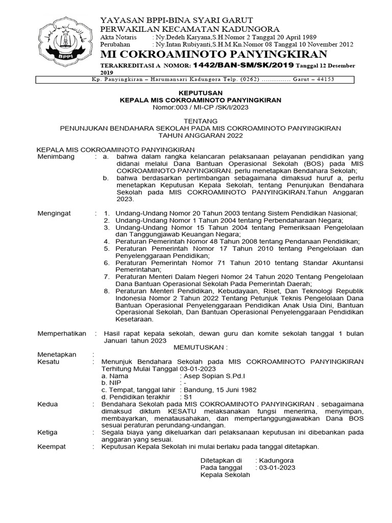 SK Bendahara 2023 | PDF