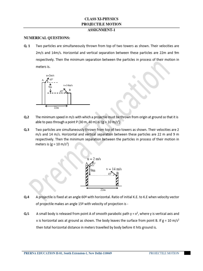 Physics Projectile Motion Assignment | PDF | Projectiles | Classical Mechanics