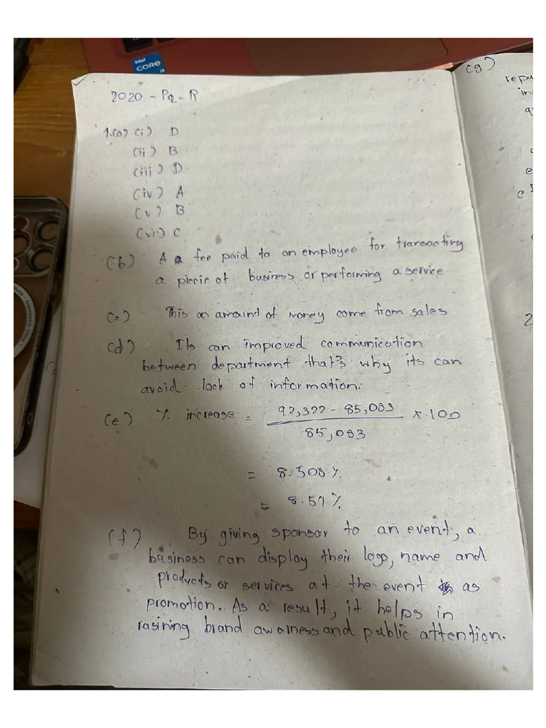 Business 2020 Paper 2 R (Answers) | PDF