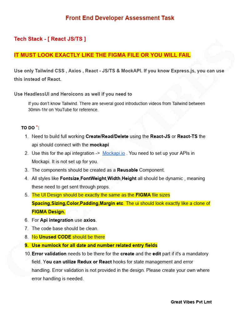 Front End Developer Assessment Task | PDF | Computer Engineering | Computer Programming