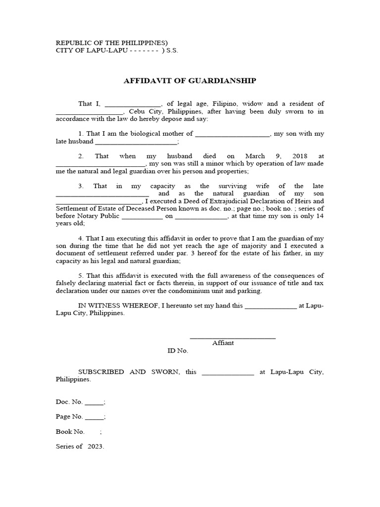 Affidavit of Guardianship | PDF