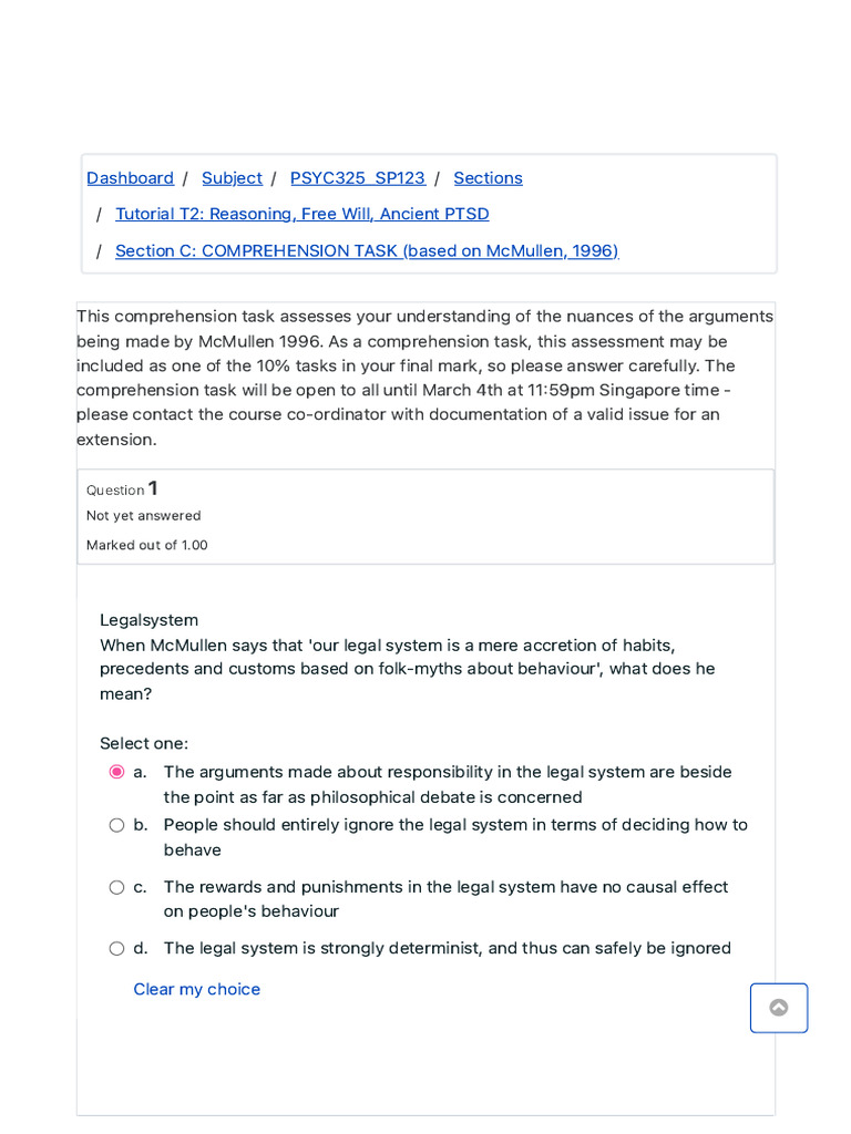 Comprehension Task on McMullen's Theories | PDF | Determinism | Free Will