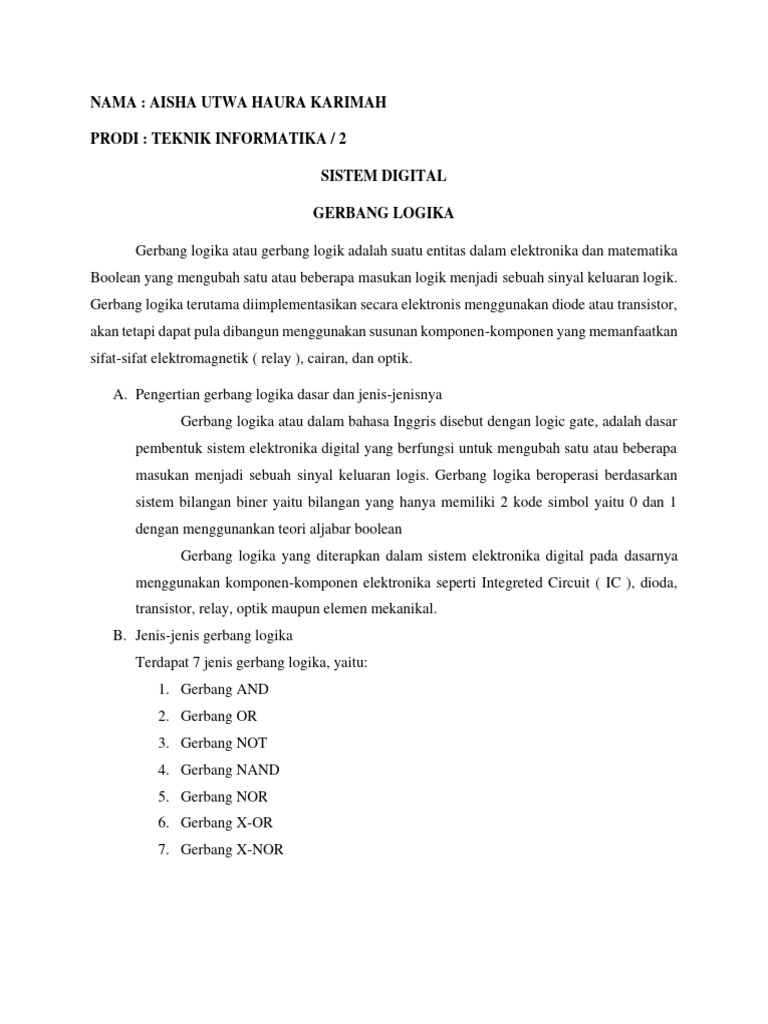 Simbol dan Jenis Gerbang Logika | PDF