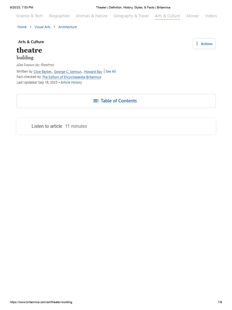 Theater Architecture: History & Styles | PDF | Theatre | Aeschylus
