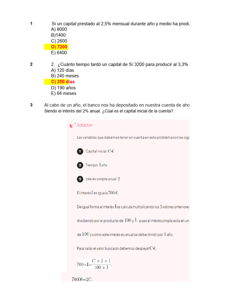 Solucion Pract 05 INTERES SIMPLE | PDF