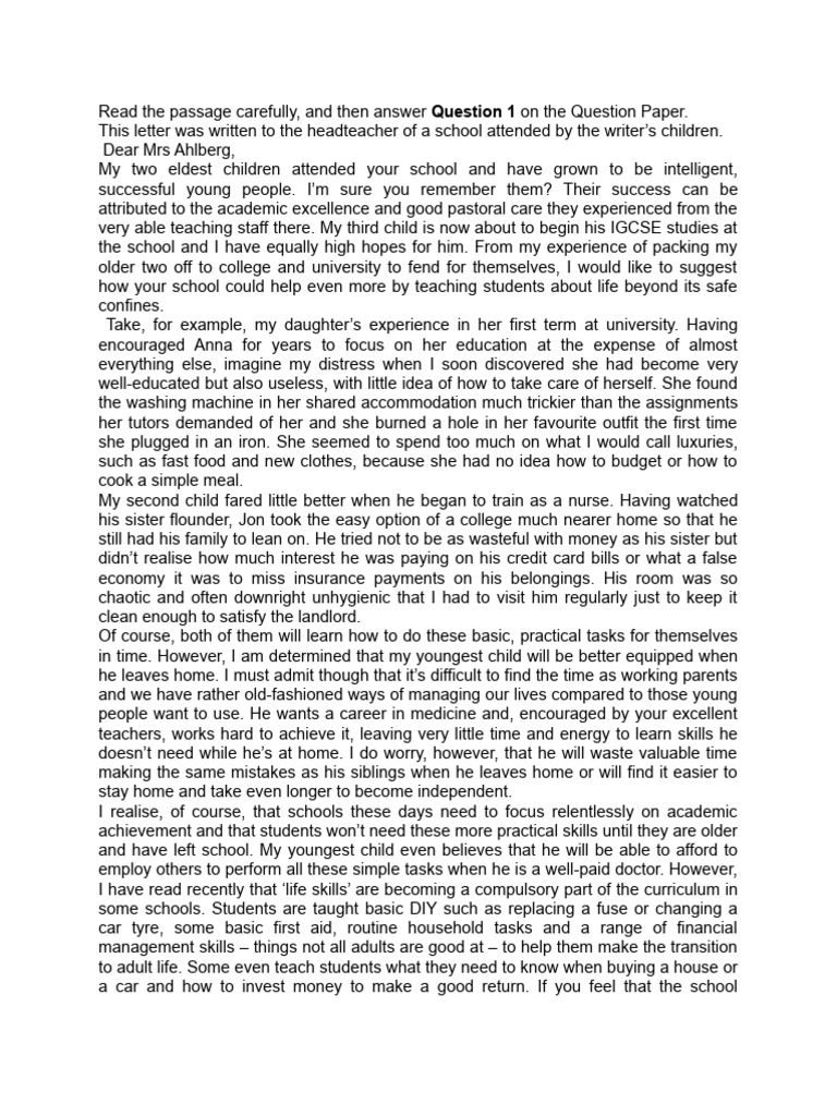 Directed Writing Semi Formal Letter | PDF | Curriculum