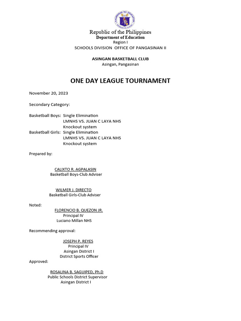 Letter of Basketball Club | PDF