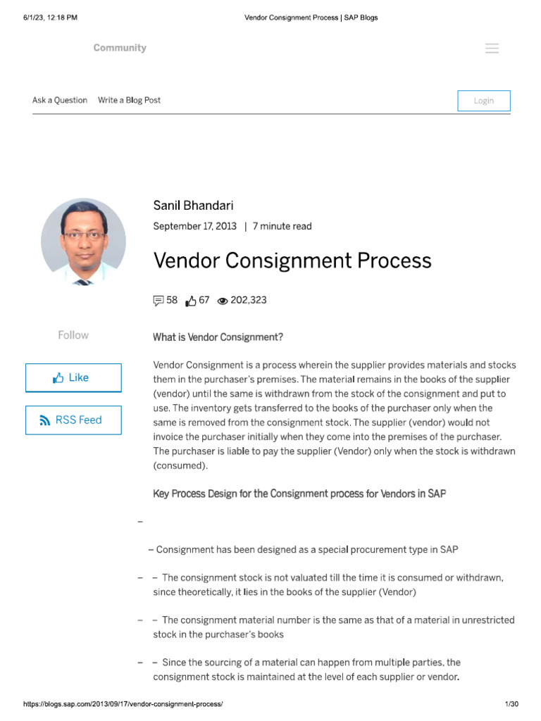 Vendor Consignment Process | PDF