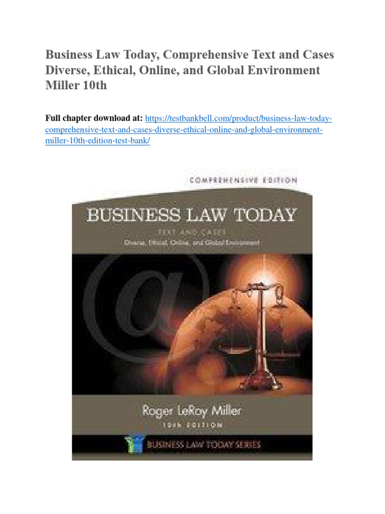 Business Law Today Comprehensive Text and Cases Diverse Ethical Online ...
