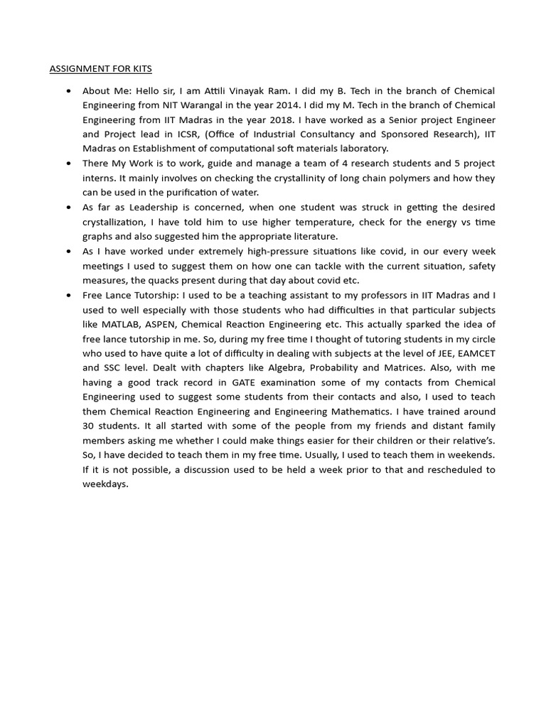 Assignment For Kits | PDF
