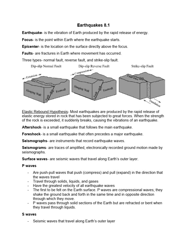 Earth Science Pointers 1 | PDF | Plate Tectonics | Earthquakes