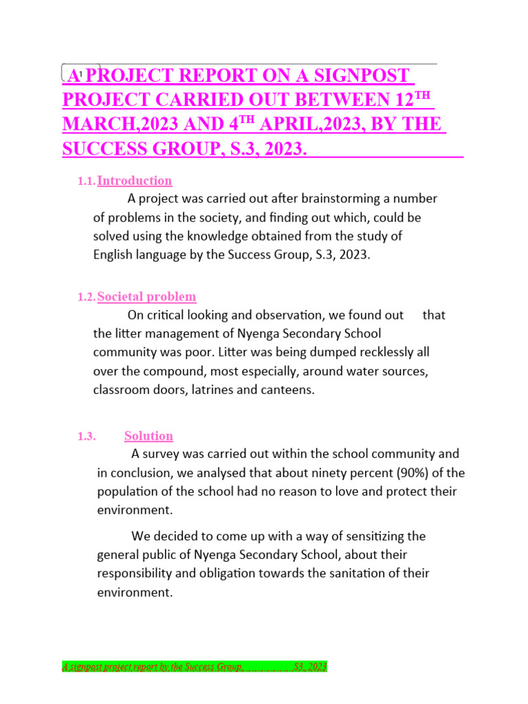A Project Report On A Signpost Project Carried Out Between 12TH March ...