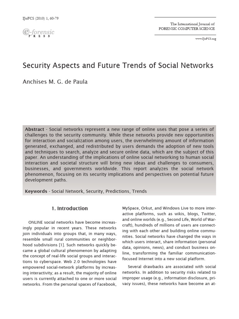 Security Aspects and Future Trends of Social Networks | PDF | Social ...