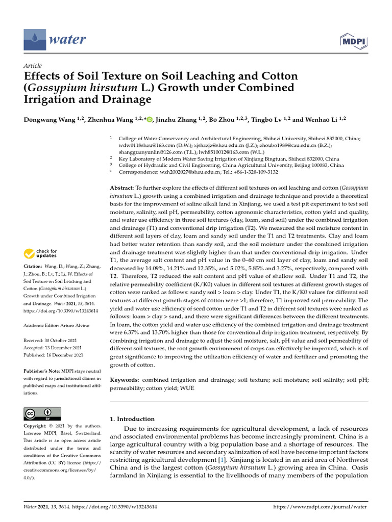 Effects of Soil Texture On Soil Leaching and Cotto | PDF | Soil ...