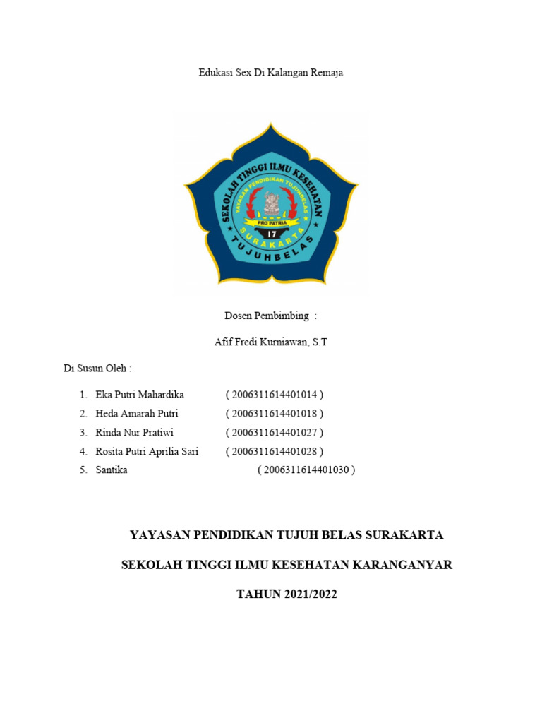 Edukasi Sex Di Kalangan Remaja Pdf