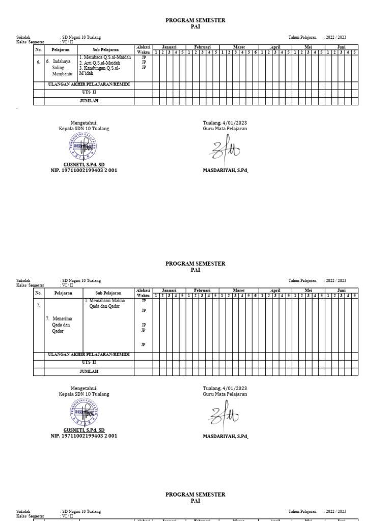 PROSEM Kelas 6 | PDF