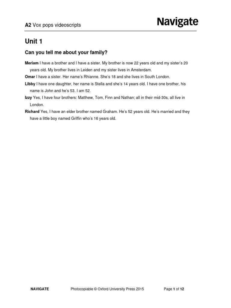 A2 Vox Pops Videoscripts | PDF | Chair | Clothing