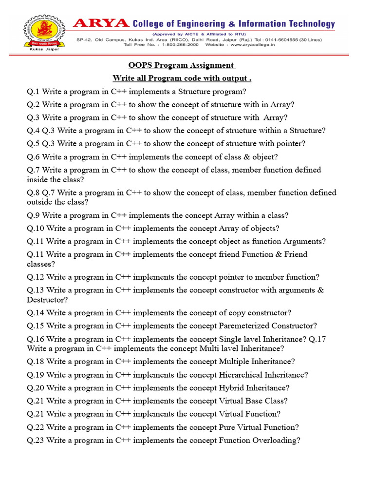 Oops Program Assignment Docx 1 Pdf C Method Computer Programming