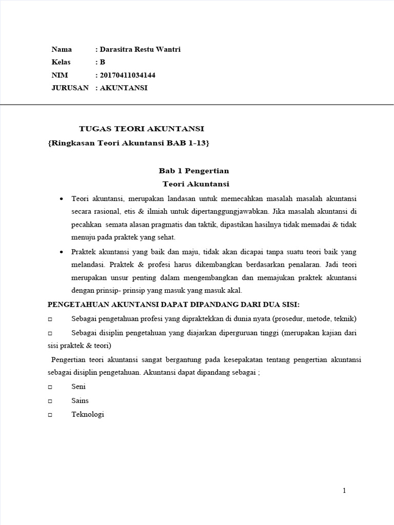 Resume Teori Akt Bab 1-13 | PDF