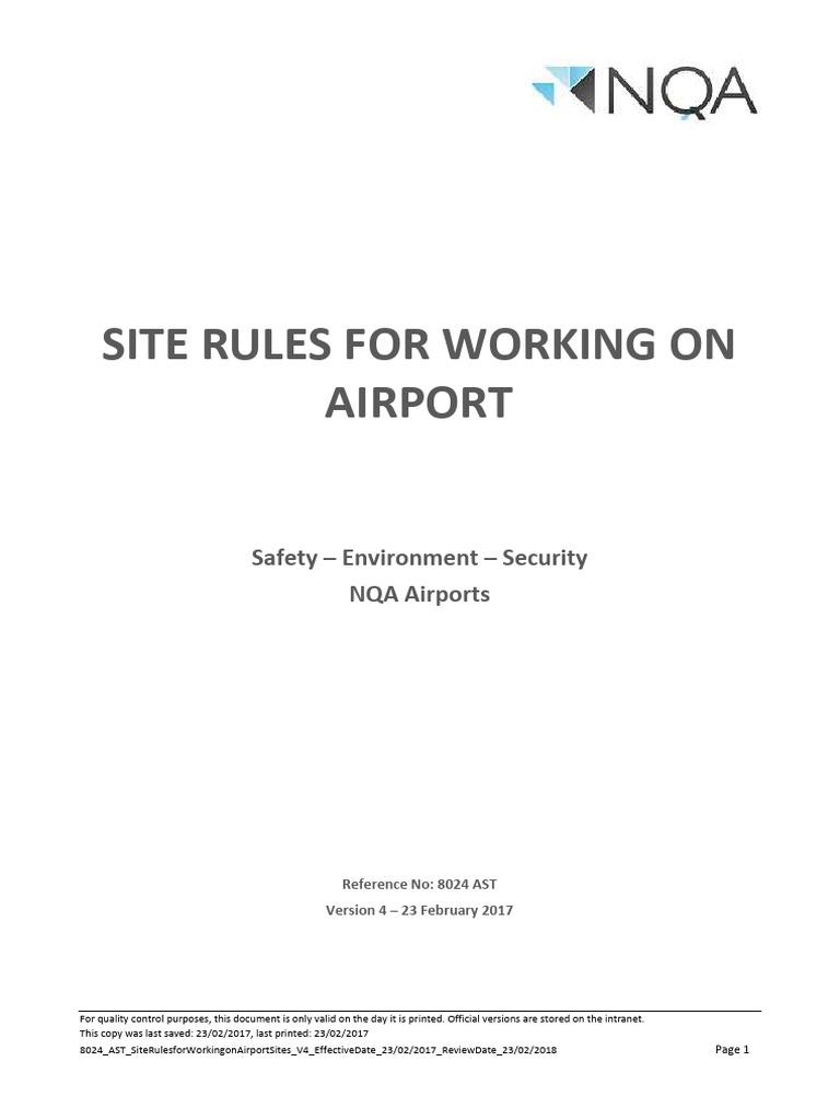 8024 AST NQA Site Rules For Working On Airport V4 | PDF | Harassment ...