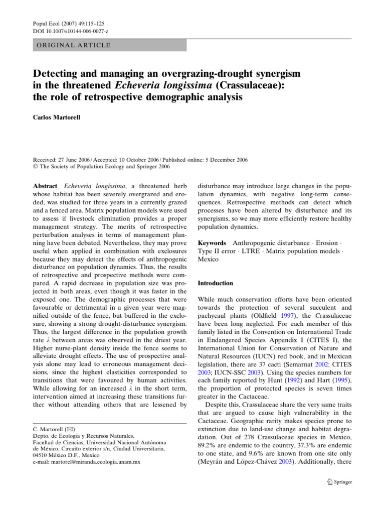 Detecting and Managing An Overgrazing-Drough Synergism in Echeveria ...