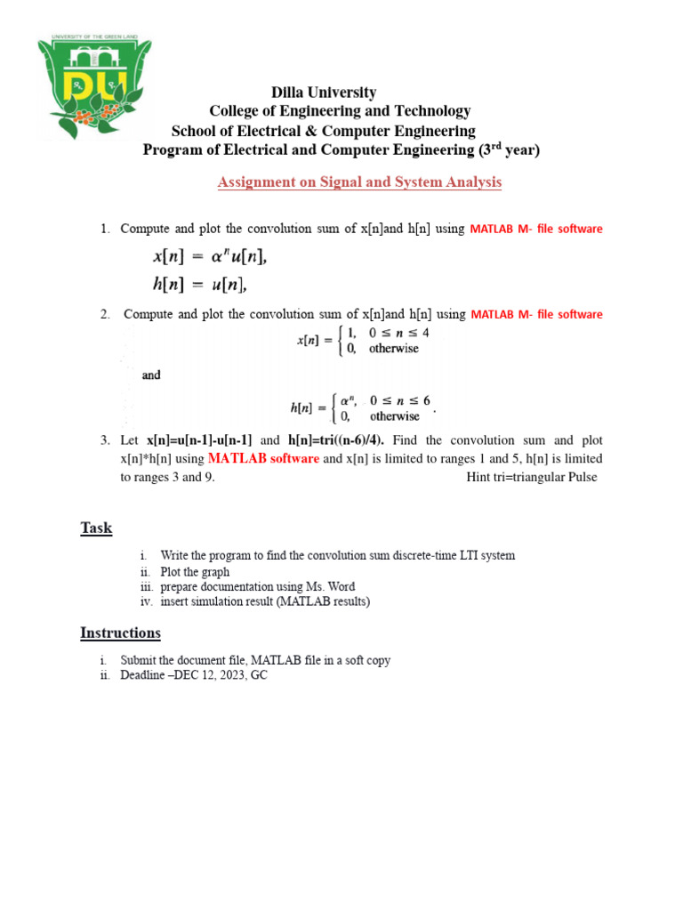 Assignment On Signal and System Analysis | PDF | Teaching Methods ...