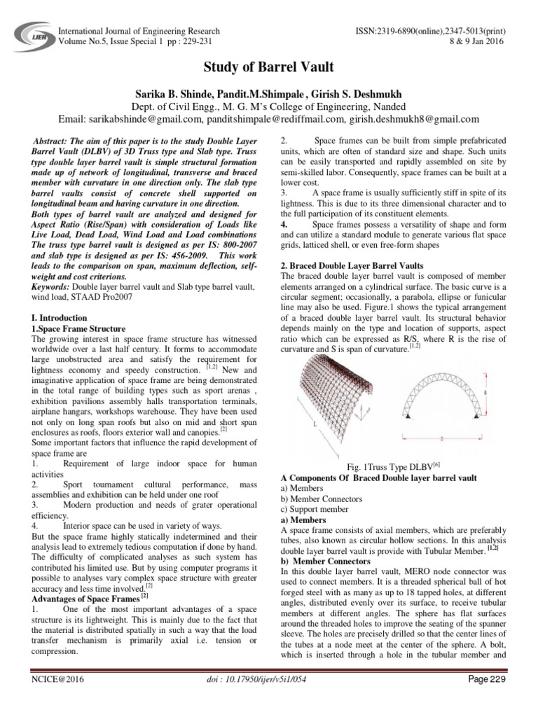 Study of Barrel Vault | PDF | Structural Load | Column