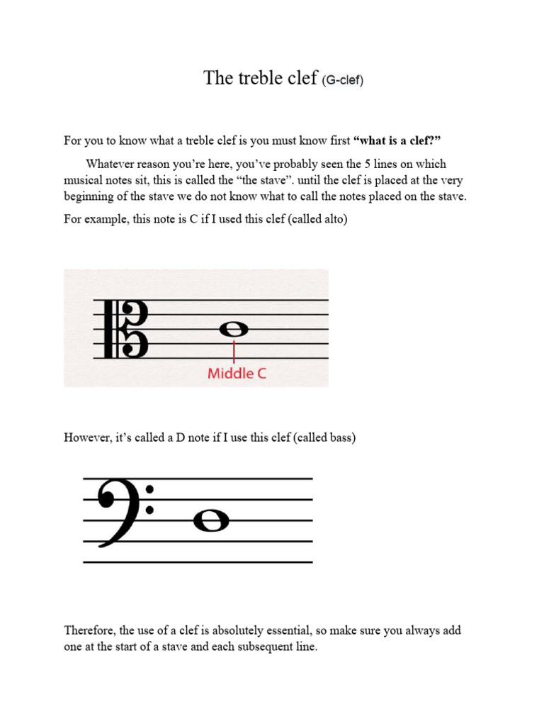 The Treble Clef | PDF | Clef | Elements Of Music