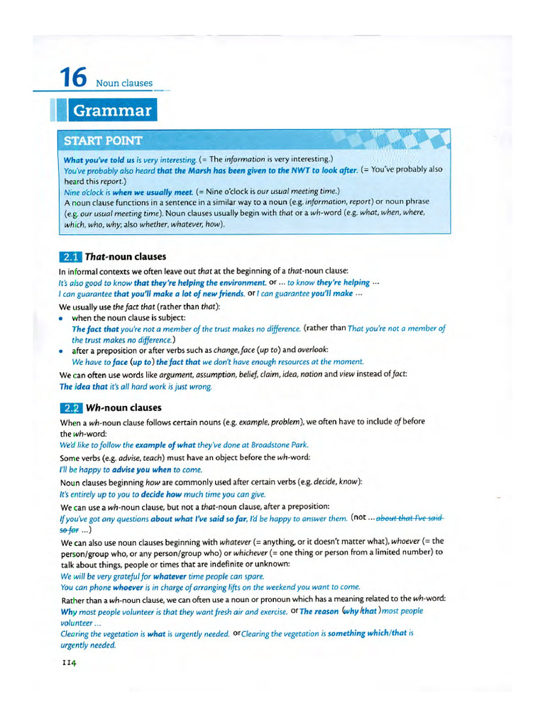Advanced Grammar - Noun Clauses | PDF | Clause | Noun