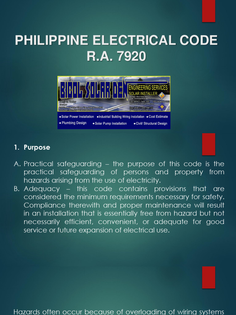 Philippine Electrical Code Presentation | PDF