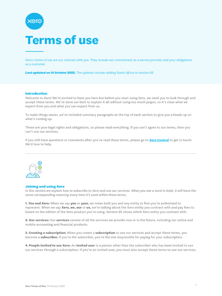 Xero Terms of Use | PDF