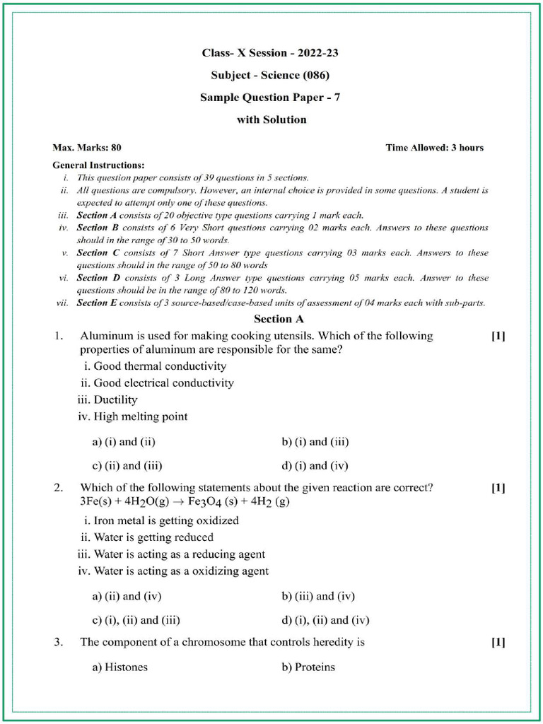 SCIENCE SAMPLE For Boards | PDF