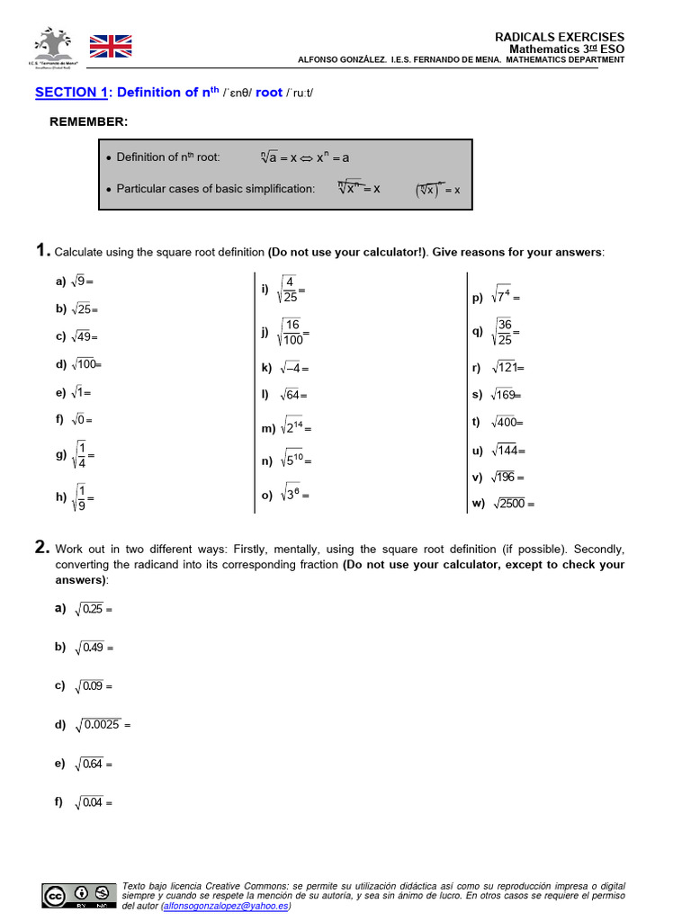 4 Roots Exercises | PDF
