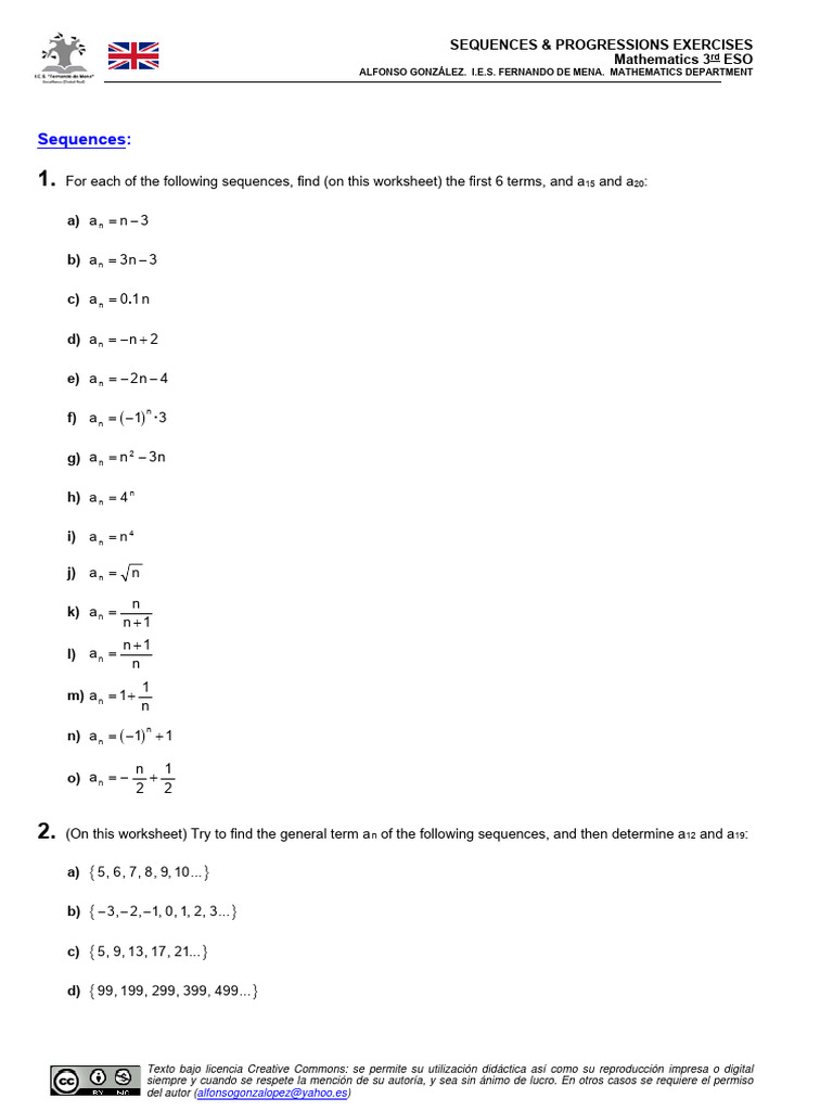 5 Sequences Exercises | PDF