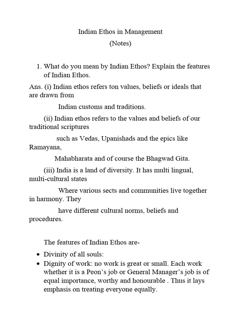 Indian Ethos & Heritage in Management | PDF