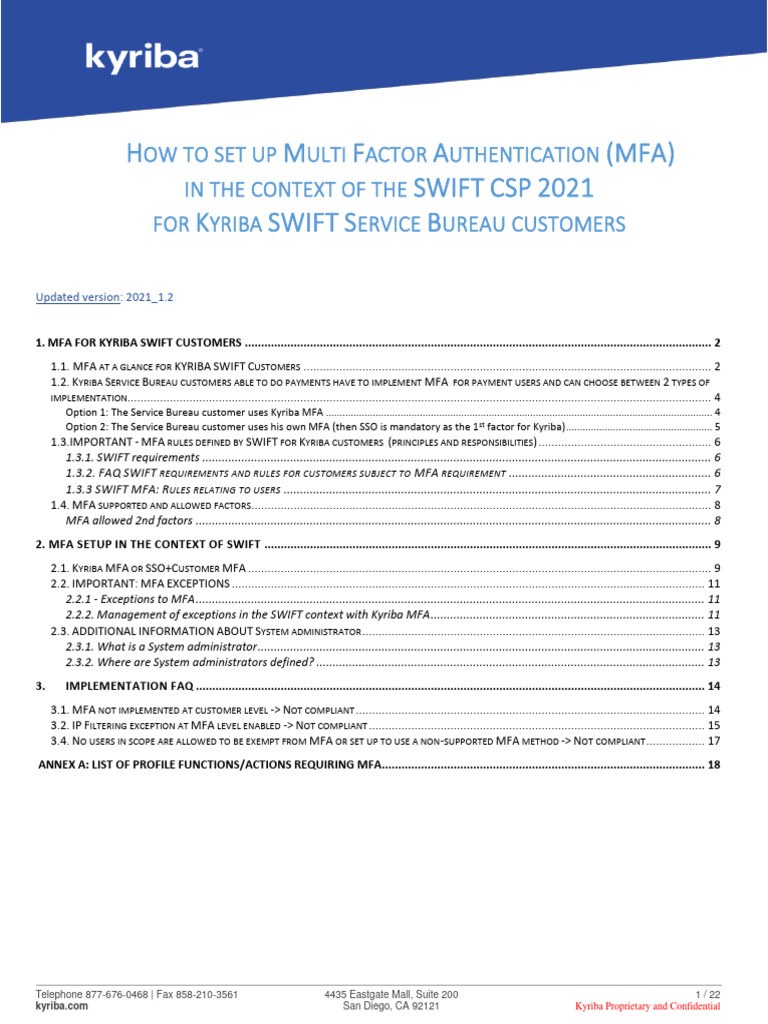 Ext How To Setup Mfa Sb Swift Csp 2021 For Kyriba Customers 1 1 Pdf
