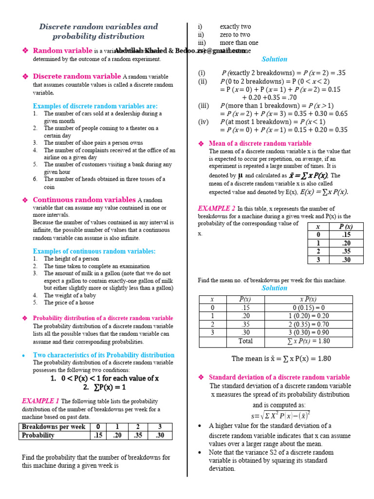 CH01 Cheat Sheet | PDF | Probability Distribution | Applied Mathematics