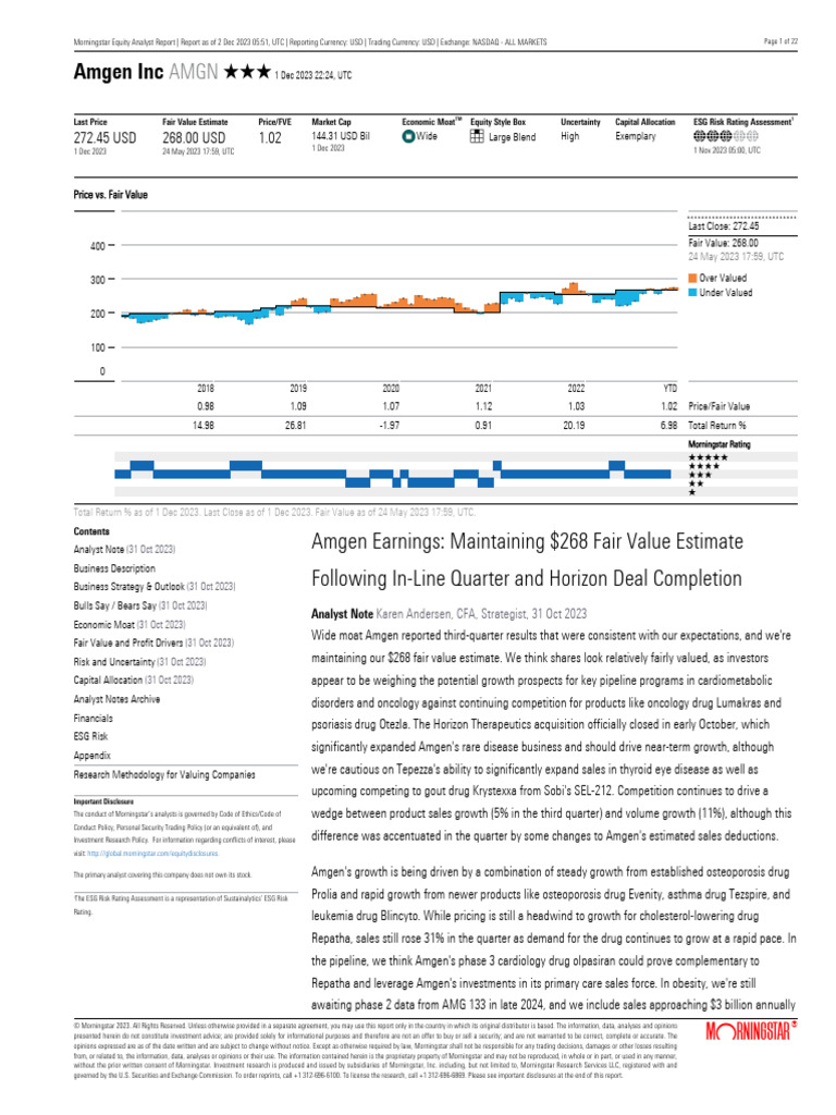 Amgen | PDF | Financial Analyst | Investing