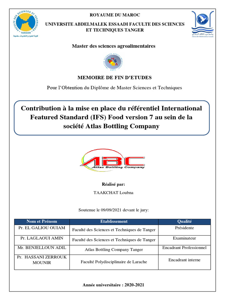 Rapport de PFE MISE EN PLACE IFS V7 | PDF