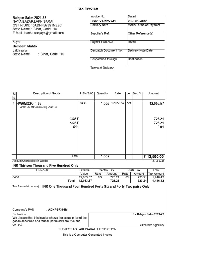 Bill GST | PDF | Taxes | Invoice