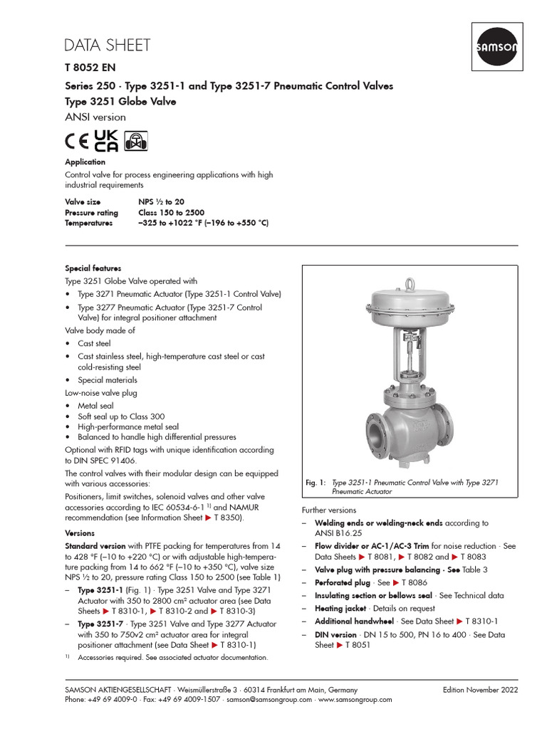 Samson 3251 - Globe Valve | PDF | Valve | Actuator