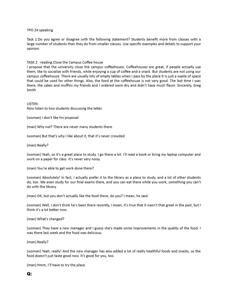 TPO 24 Speaking | PDF