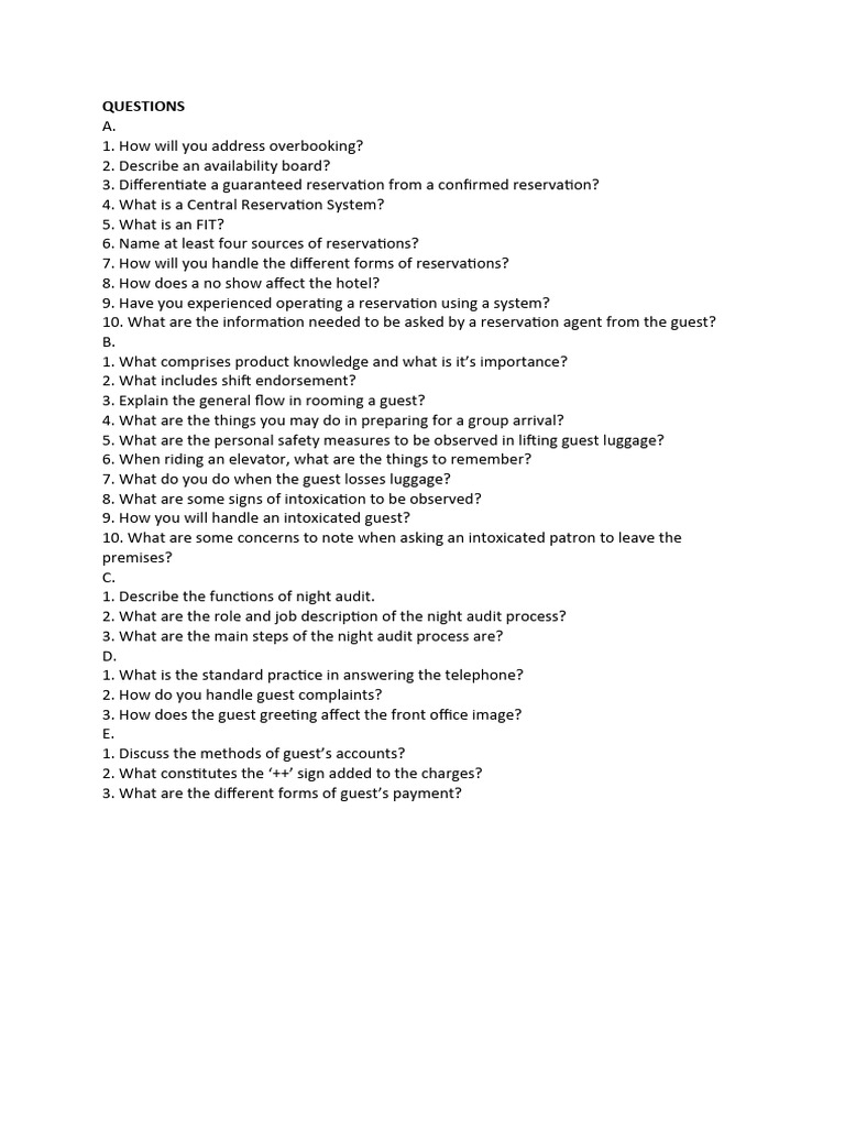 Front Office Assignment | PDF