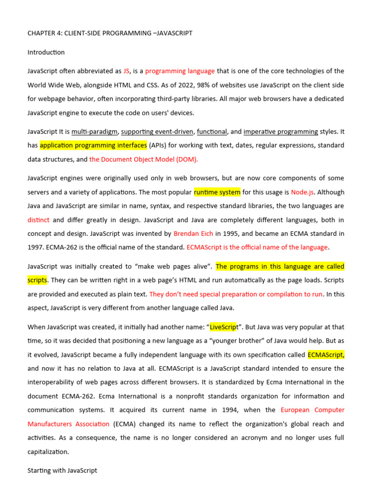 Chapter 4 Client-Side Programming - Javascript | PDF | Document Object ... Chapter 4 Client-Side Programming - Javascript | PDF | Document Object ...